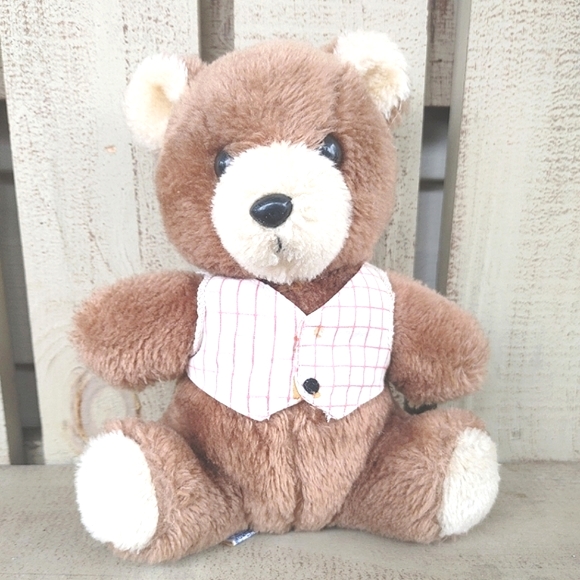 Dakine | Toys | Dakin 98 Brown Self Sitting Teddy Bear 9 White Plaid ...